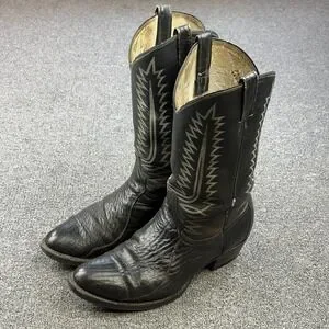 Cowtown | Shoes | Cowtown Black Leather Western Cowboy Boots Mens 5 D ...
